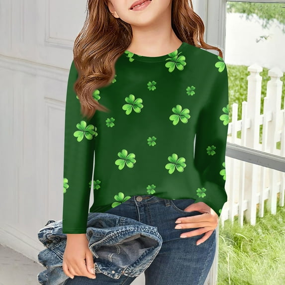 CCRFTGI St. Patrick's Day Fall Shirts for Girls Long Sleeve Trendy ...