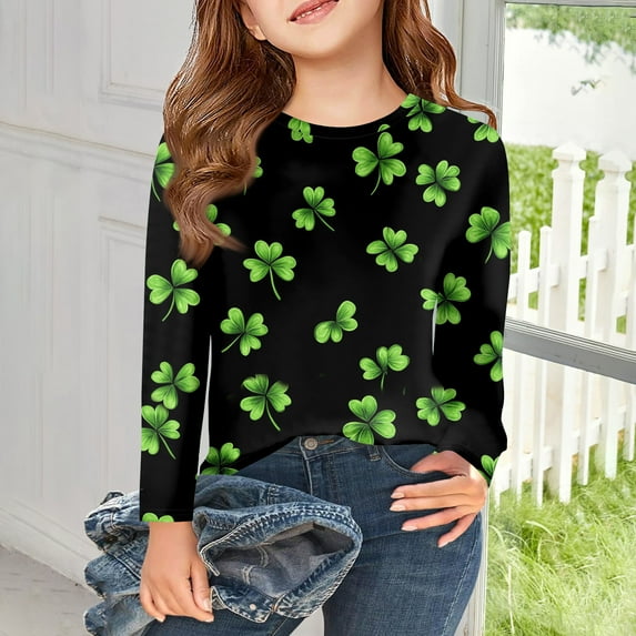 CCRFTGI St Patrick's Day Girls Long Sleeve Shirts Fashion Irish ...