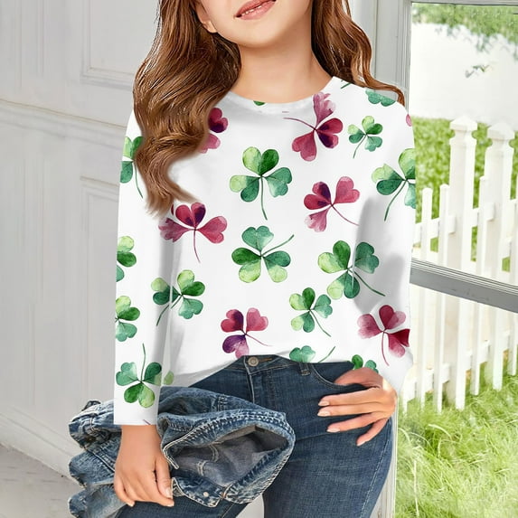 CCRFTGI St. Patrick's Day Girls Long Sleeve Shirts Size 10-12 Lucky ...