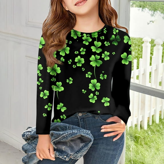 CCRFTGI St. Patrick's Day Girls Long Sleeve Shirts Size 10-12 Lucky ...