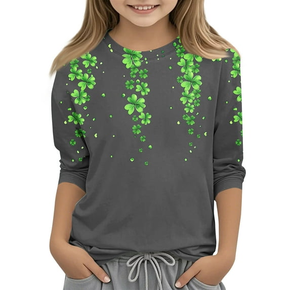 CCRFTGI St. Patrick's Day Girls Tops Size 10-12 3/4 Sleeve Cute Irish ...