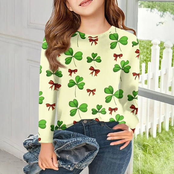 CCRFTGI St. Patrick's Day Girls Tops Size 10-12 Long Sleeve Trendy Cute ...