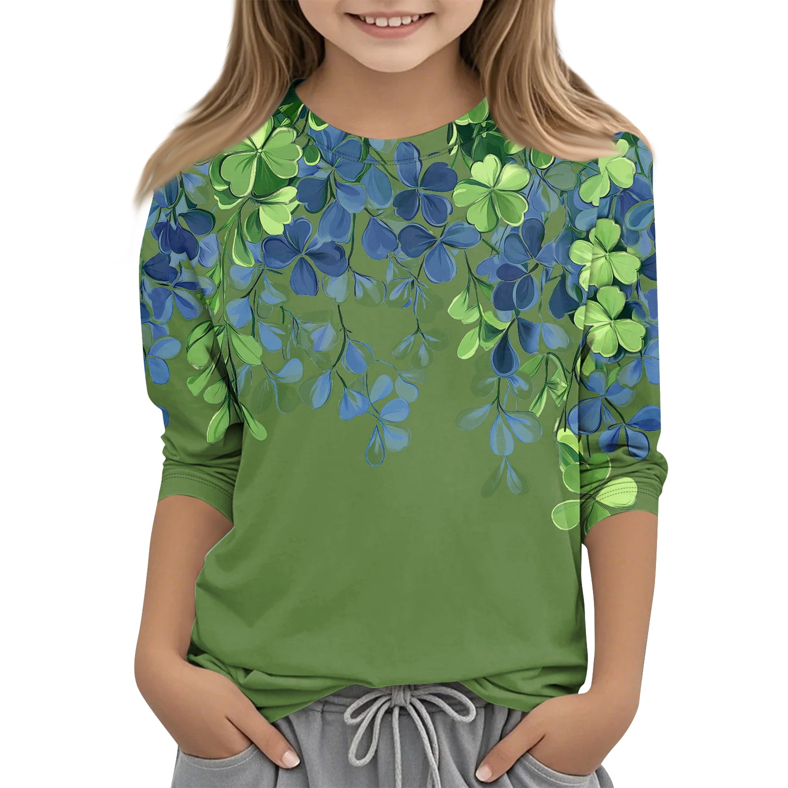 CCRFTGI St. Patrick's Day Girls Tops Size 6 3/4 Length Sleeve Cute ...