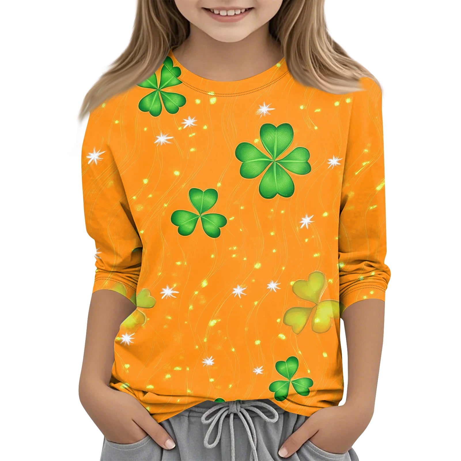 CCRFTGI St. Patrick's Day Girls Tops Size 7 3/4 Length Sleeve Cute ...