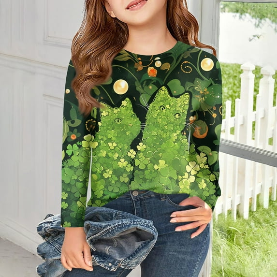 CCRFTGI St Patrick's Day Long Sleeve Shirts for Girls Fashion Irish ...