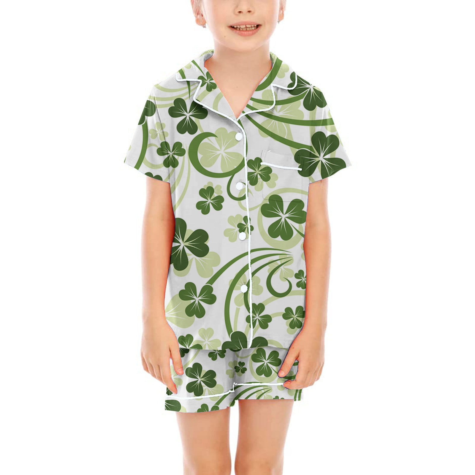 CCRFTGI St. Patrick's Day Pajamas for Girls Size 9-10 Green Short ...