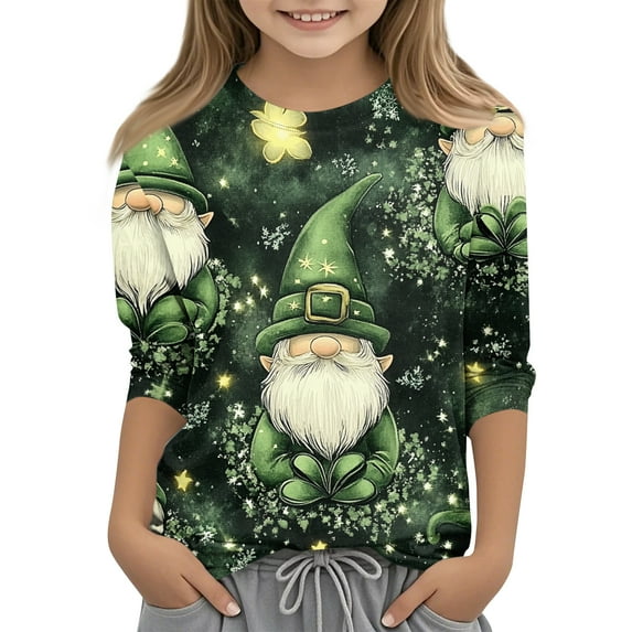 CCRFTGI St. Patrick's Day Shirts for Girls Size 10-12 3/4 Length Sleeve ...