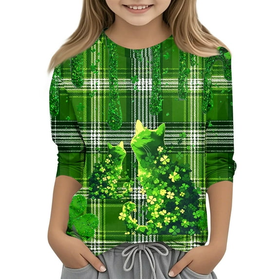 CCRFTGI St. Patrick's Day Shirts for Girls Size 7 3/4 Length Sleeve ...