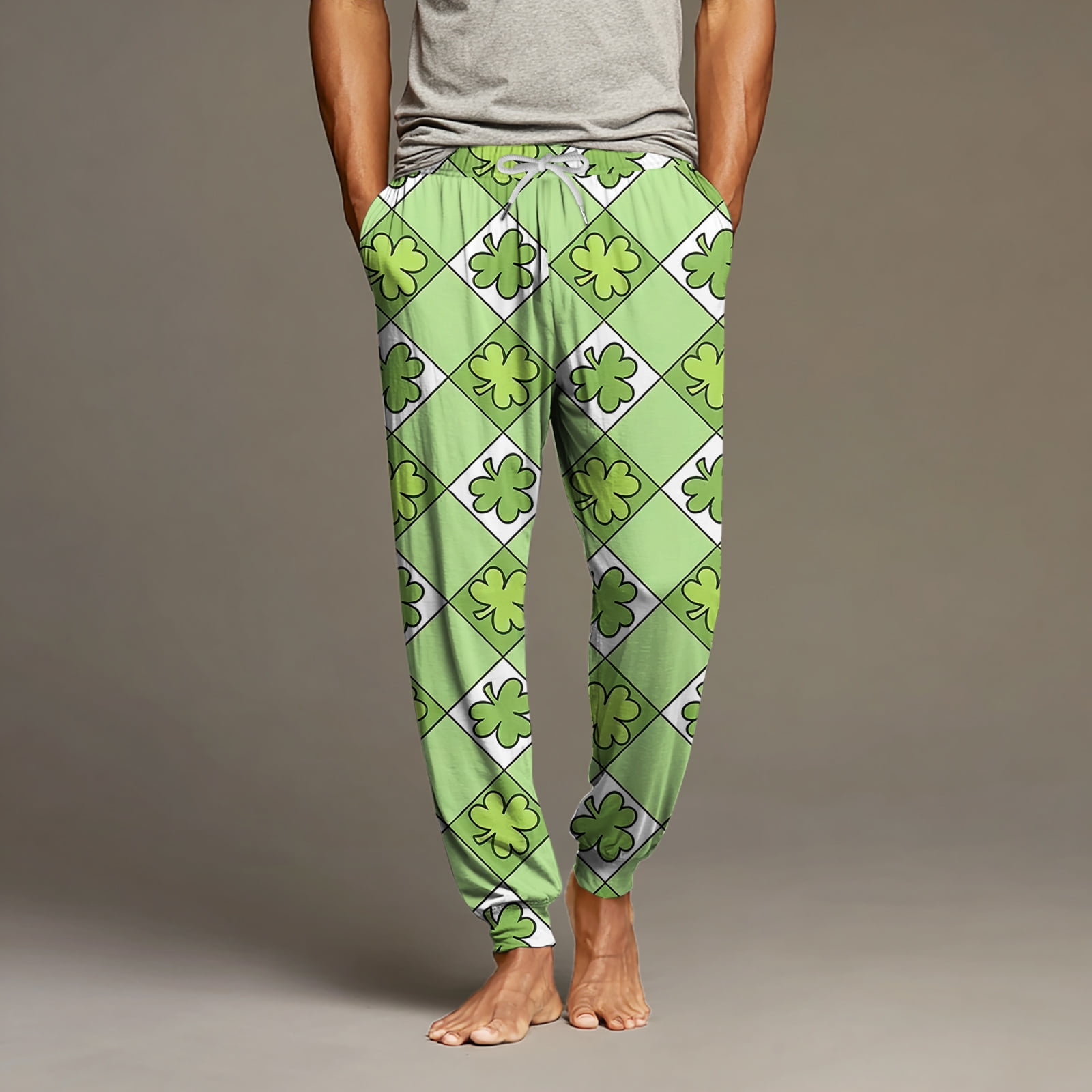 CCRFTGI St. Patrick's Day mens pajama pants Soft Cute Shamrock Irish PJ ...