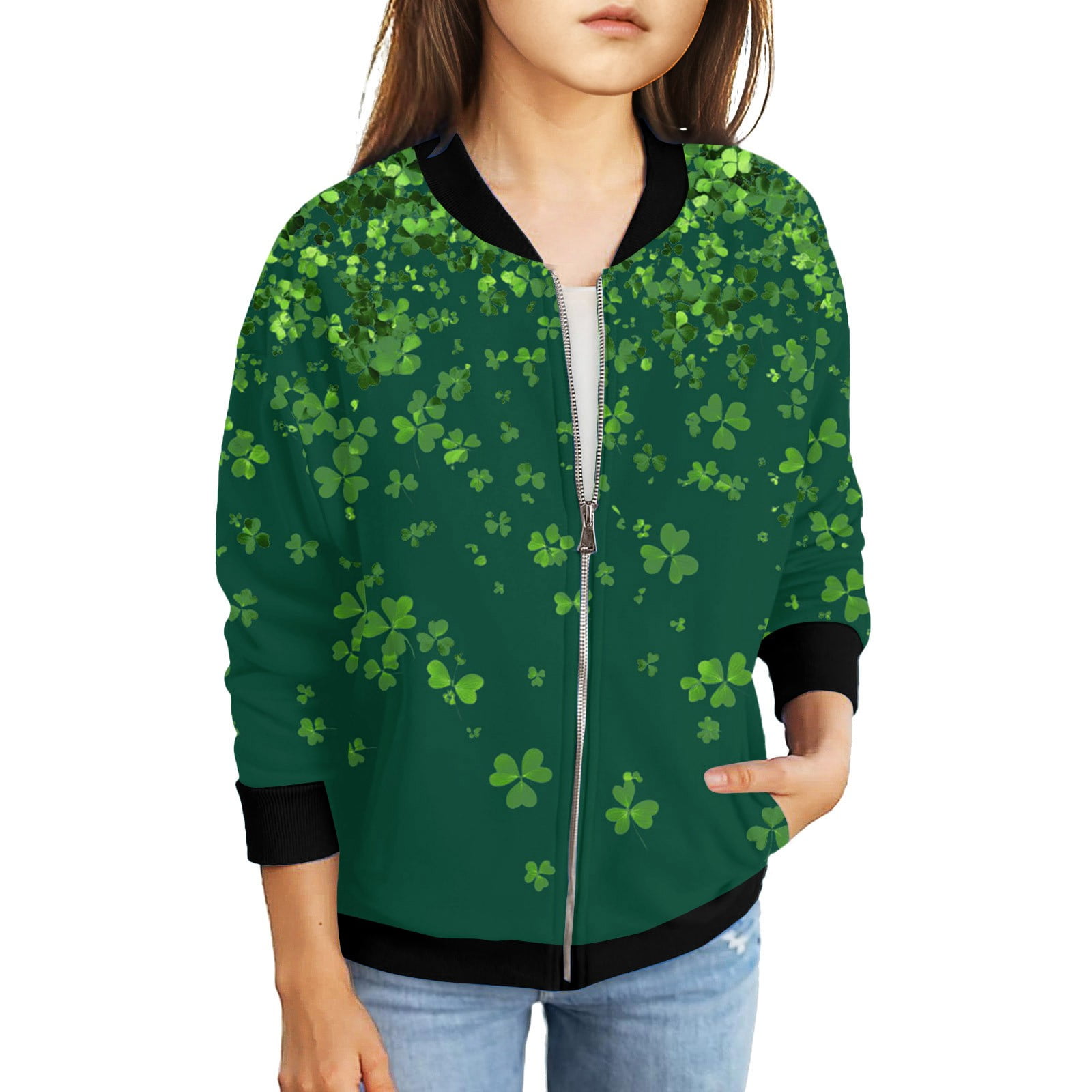 CCRFTGI St Patricks Day Coats Toddler Boys Size 9-10 Lucky 3D Clover Graphic Jackets Vintage ...