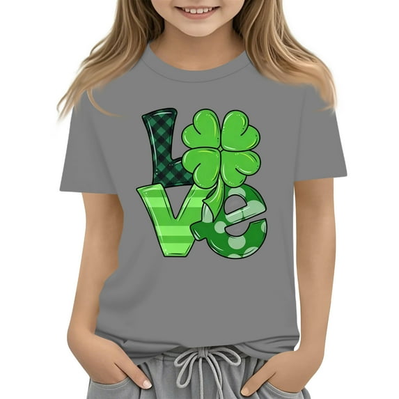 CCRFTGI St Patricks Day Shirt for Child Girls Size 8 Funny Lucky Love ...