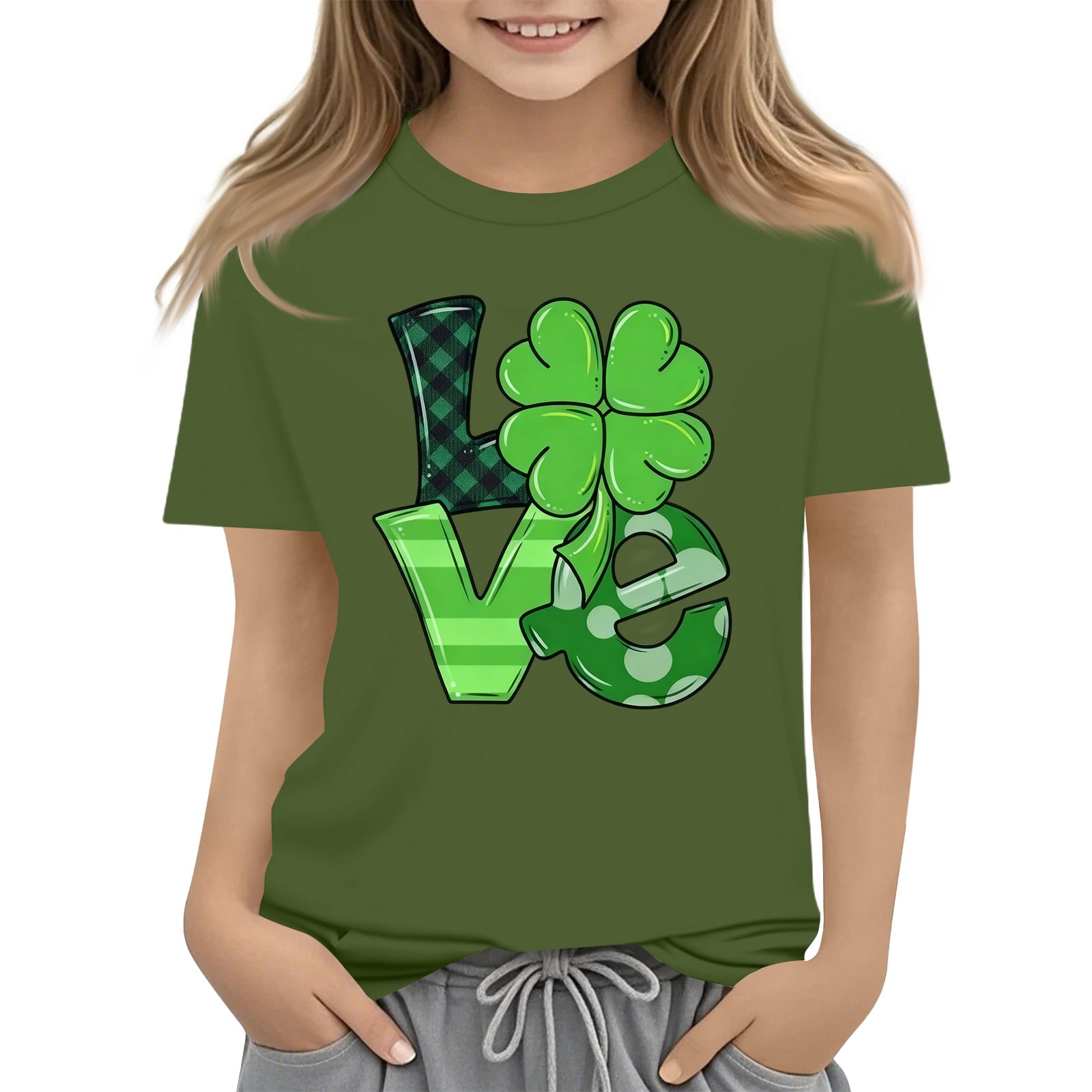 CCRFTGI St Patricks Day Shirt for Kids Girls 10-12 Cute Lucky Love ...