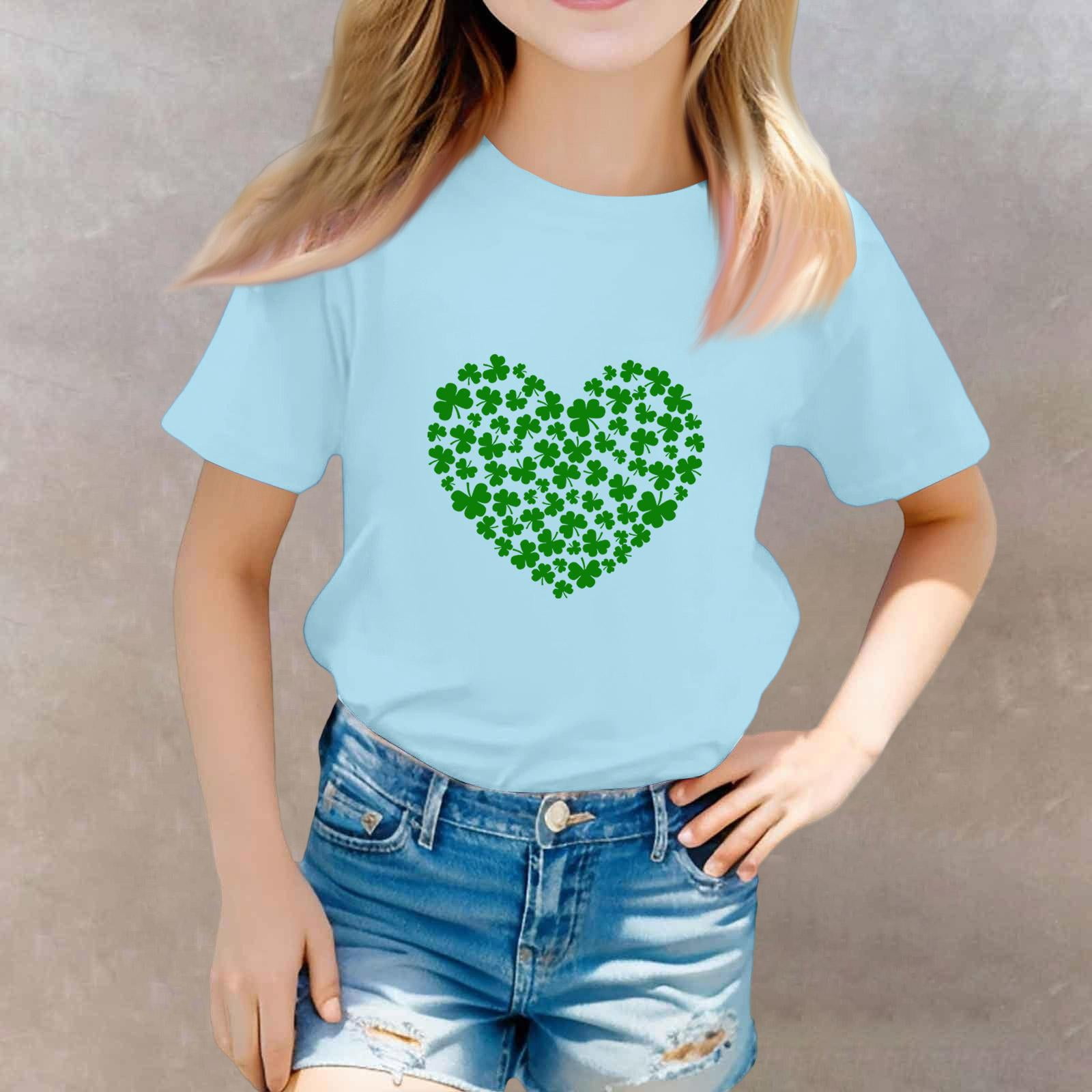 CCRFTGI St Patricks Day Shirt for Kids Girls Size 8 Cute Lucky Irish ...