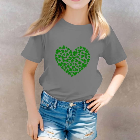 CCRFTGI St Patricks Day Shirt for Child Girls 10-12 Cute Lucky shamrock ...