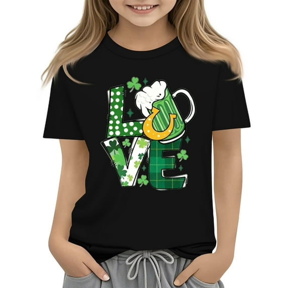 CCRFTGI St Patricks Day Shirt for Child Girls Size 8 Cute Lucky Love ...