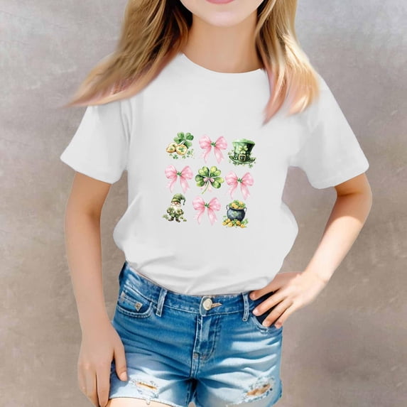 CCRFTGI St Patricks Day Shirt for Kids Girls 10-12 Cute Lucky Irish ...