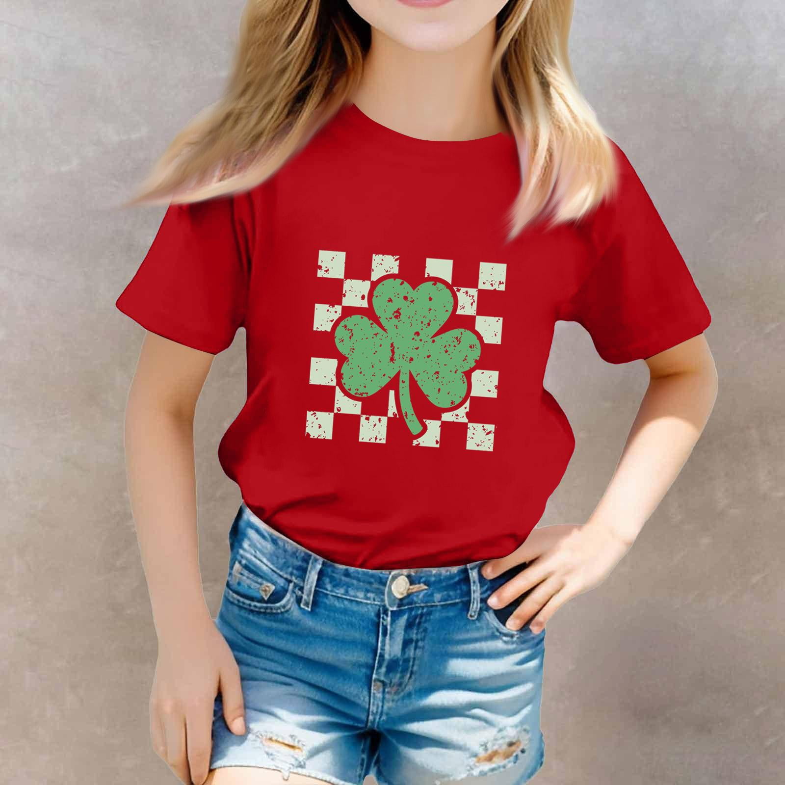 CCRFTGI St Patricks Day Shirt for Kids Girls 10-12 Funny Lucky Shamrock ...