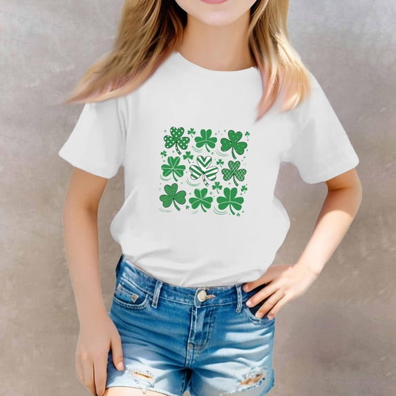 CCRFTGI St Patricks Day Shirt for Kids Girls Size 7 Cute Lucky Irish ...