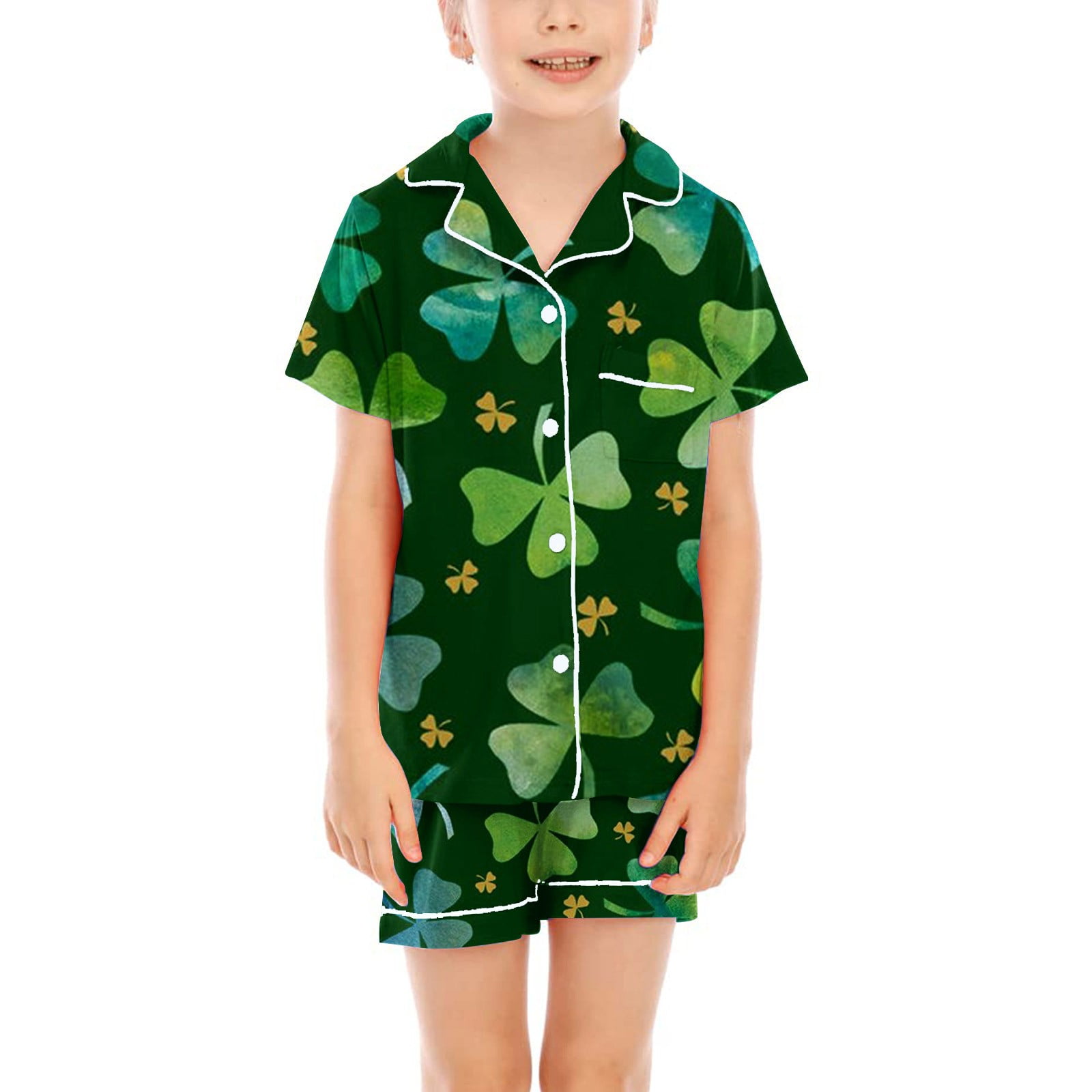 CCRFTGI St.patricks Girl Pajamas Size 5-6 Green Short Sleeve Pj Set 2 ...