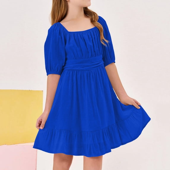 CCRFTGI Summer Dresses for Kids Girls Size 10-12 Casual Dress Tie Back ...