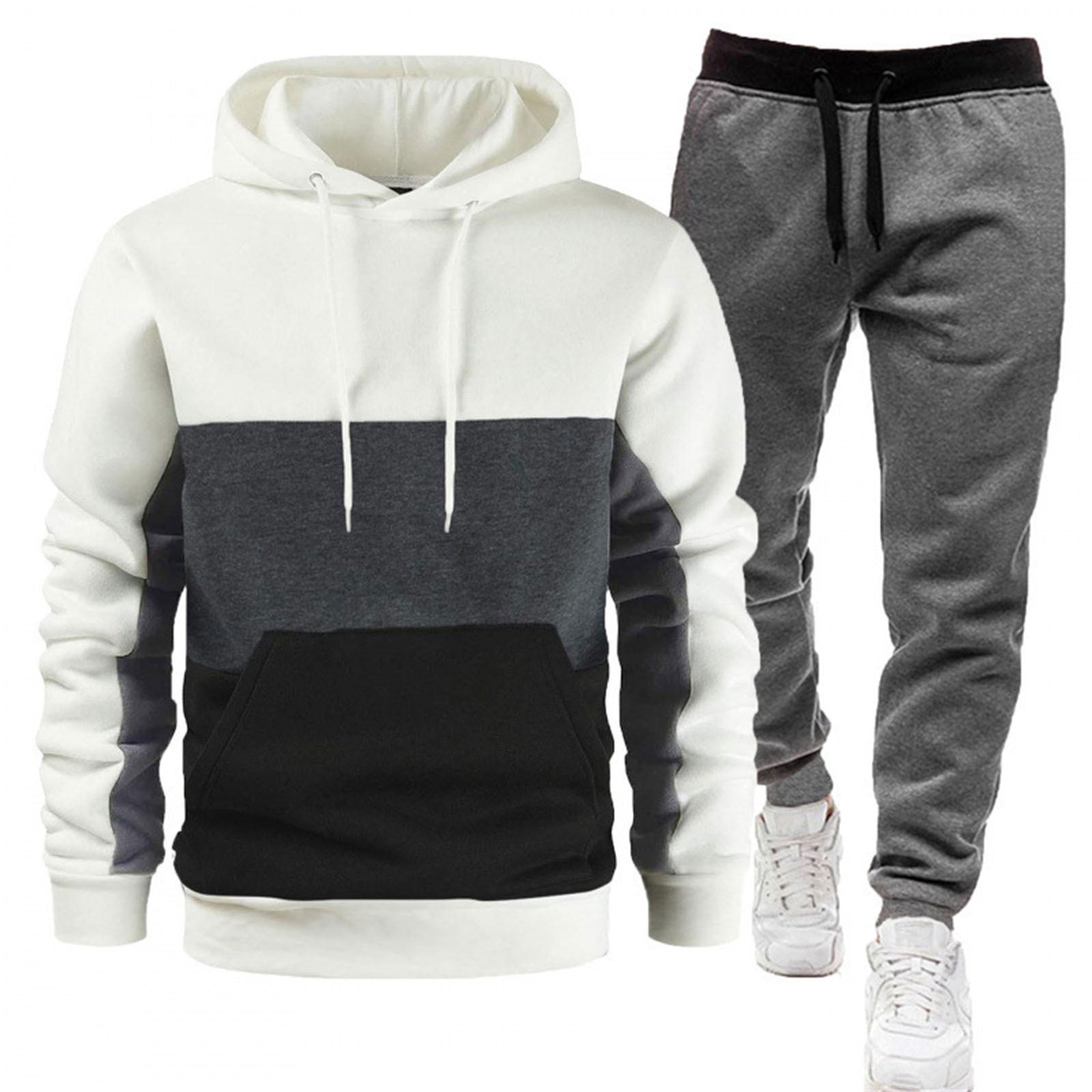 CCRFTGI Sweat Suits Men Athletic 2 Piece Color block Hoodie and ...