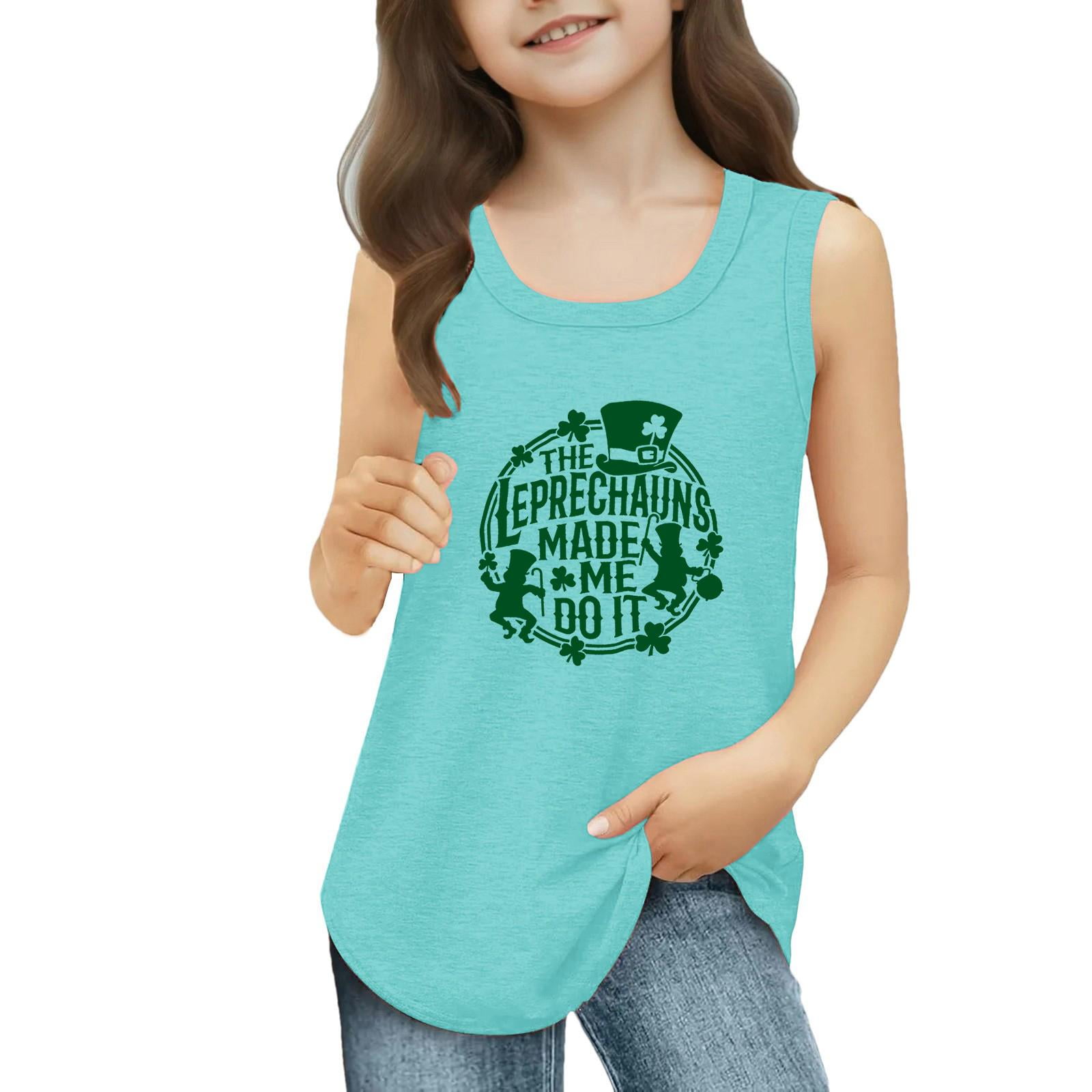 CCRFTGI Tank Tops for Children Girls 10-12 Cute Lucky Shamrock Irish T ...