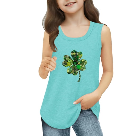 CCRFTGI Tank Tops for Children Girls 10-12 Funny Lucky Irish Clover T ...