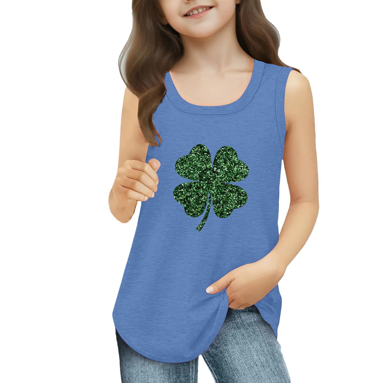 CCRFTGI Tank Tops for Kids Girls Size 7 Cute Lucky Irish Clover Tee ...