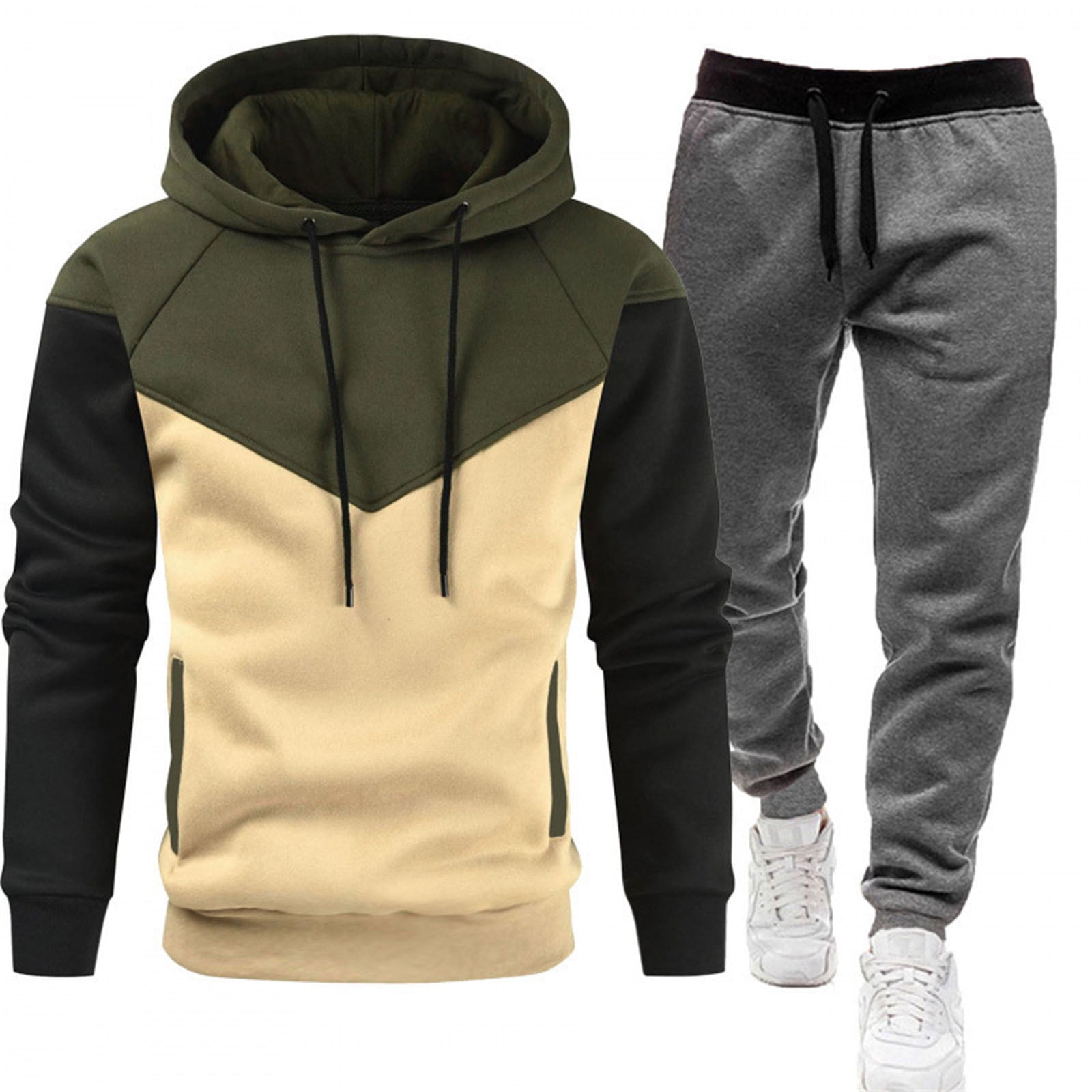 CCRFTGI Track Suits Mens Athletic 2 Piece Color block Color block ...