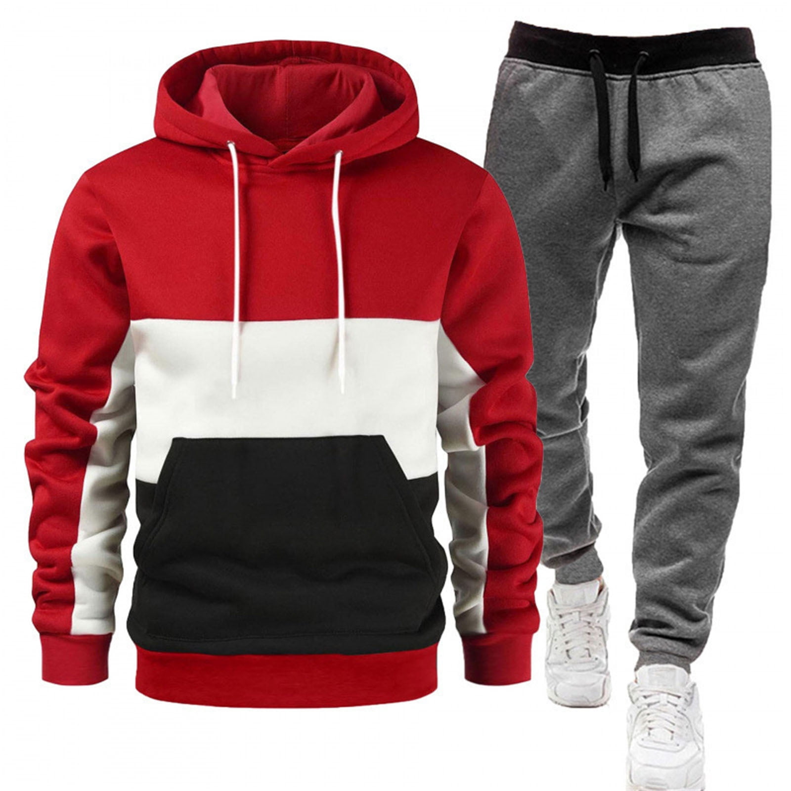 CCRFTGI Track Suits Mens Athletic 2 Piece Color block Hoodie and ...