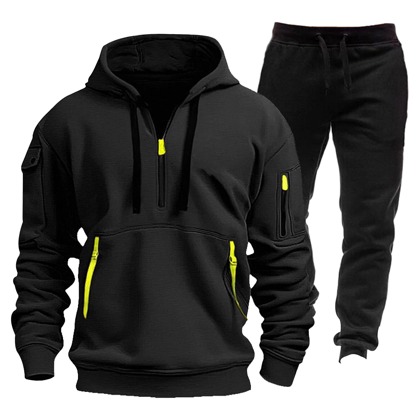 CCRFTGI Tracksuit Men 2 Piece Set Winter Workout Athletic Zip Up ...