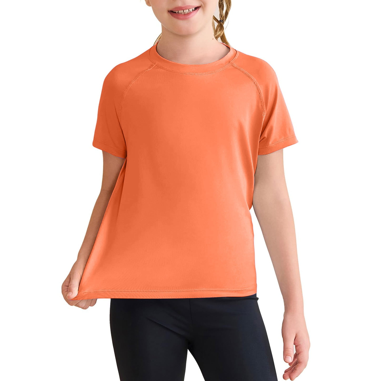 CCRFTGI Tshirt for Teen Girls Athletic Quick Dry Crew Neck T Shirts 2025 Summer Saffron Shirt ...