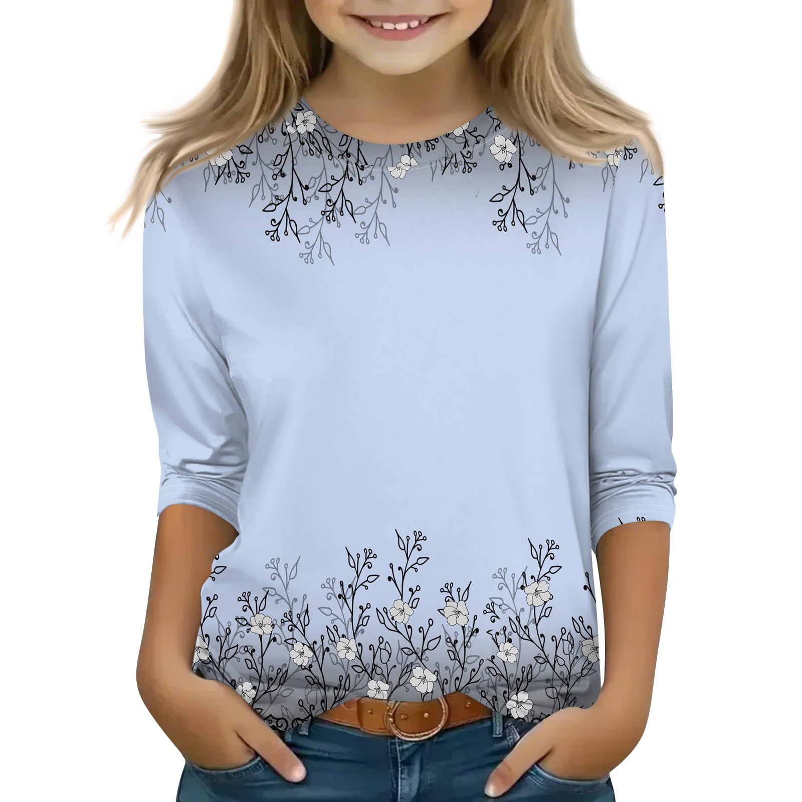 CCRFTGI Tween Girl Shirts Size 5-7 Ropa Niña Crewneck Tween Girls Tops ...