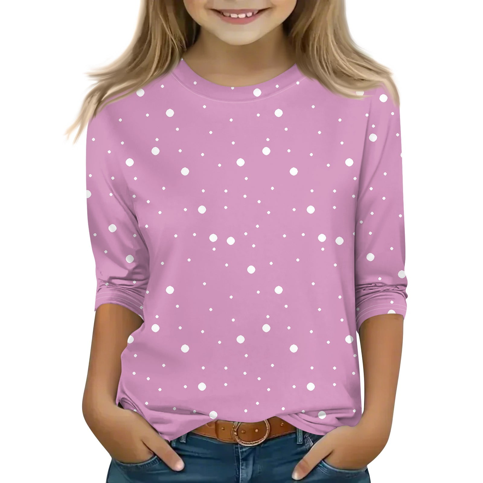 CCRFTGI Tween Tops Size 8-9 Ropa Niña Crewneck Tween Girls Tops Polka ...