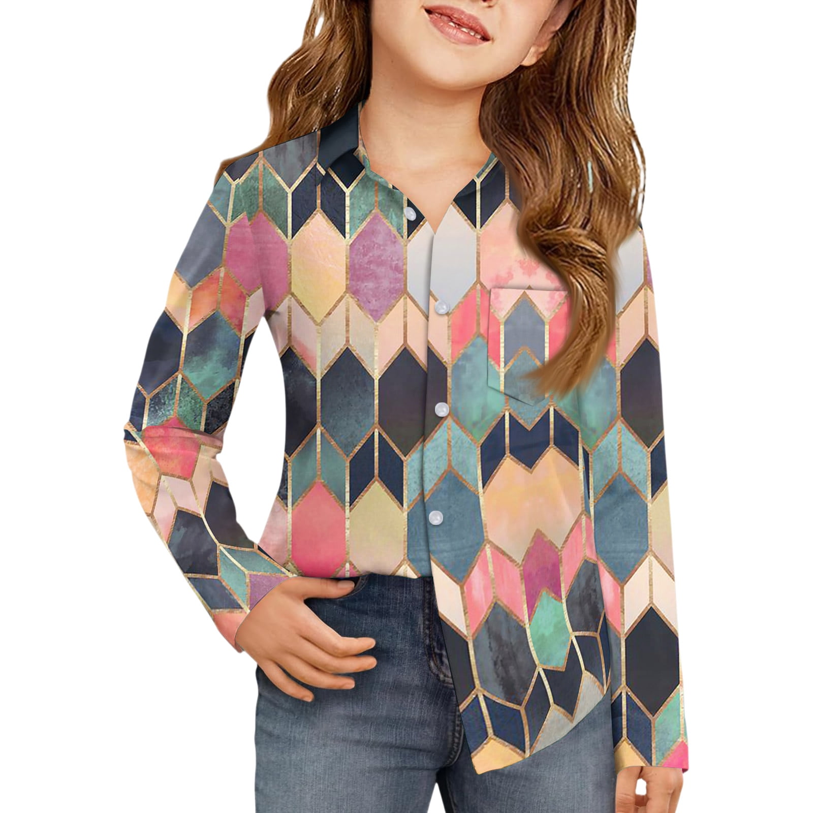 CCRFTGI Uniform Shirts for Kids Girls Causal Back To School Button Up ...
