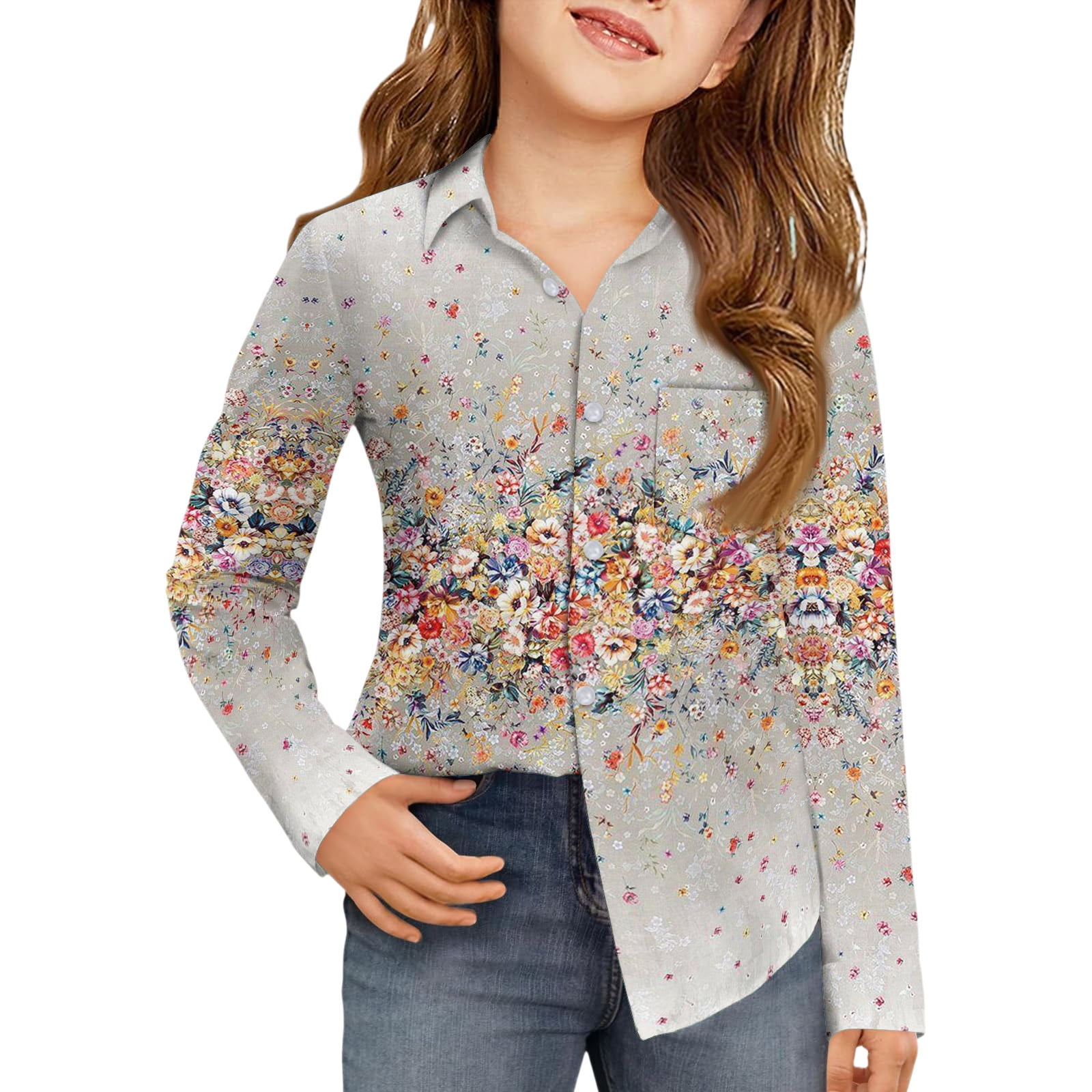 CCRFTGI Uniform Shirts for Kids Girls Causal Back To School Button Up ...