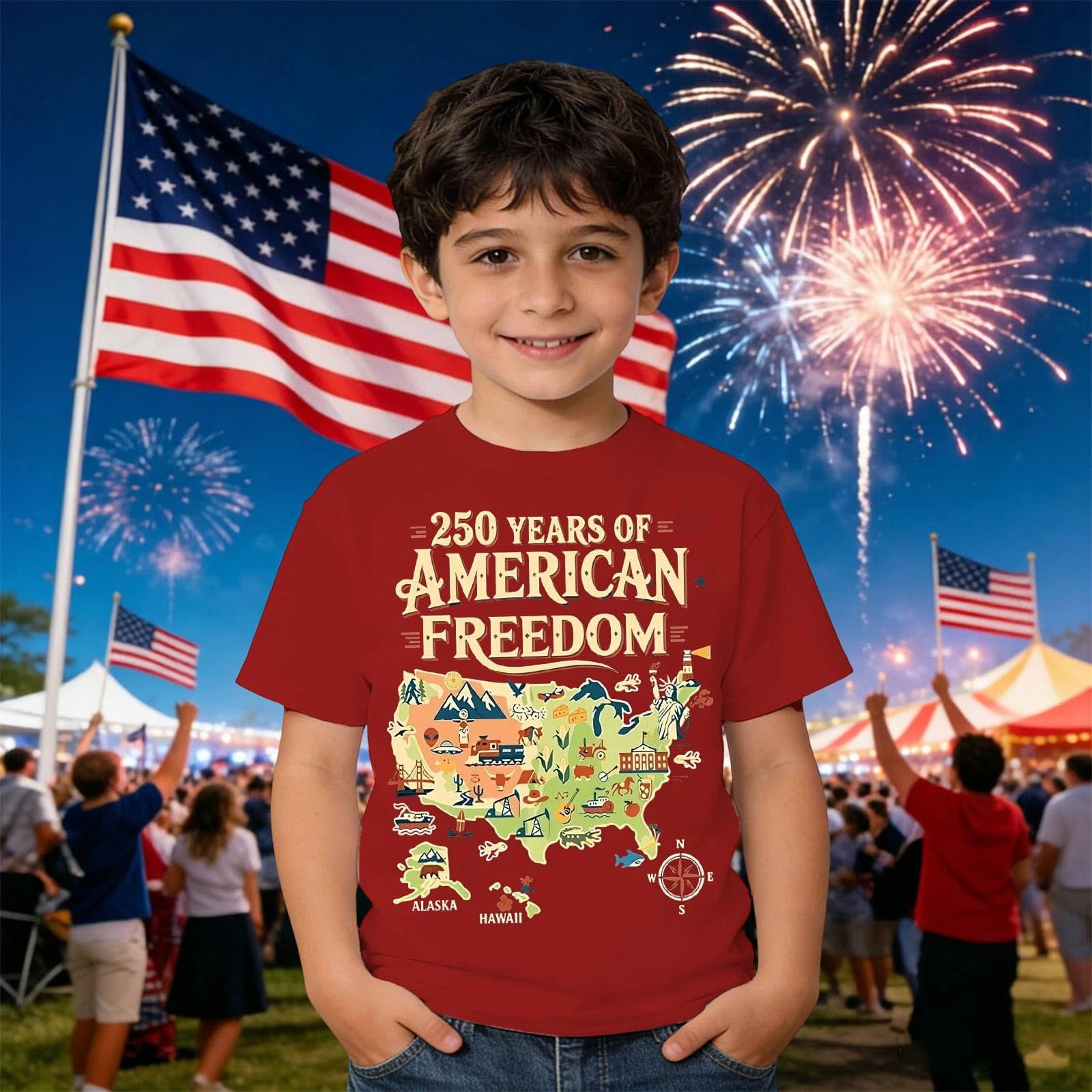 CCRFTGI Usa Flag Shirts for Child Boys Girls Size 10-12 Patriotic 4th ...
