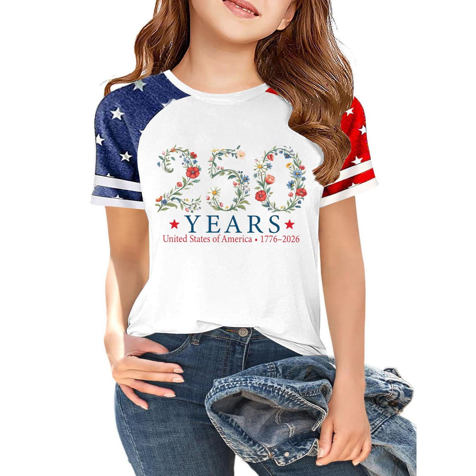 CCRFTGI Usa Flag Shirts for Child Girls Size 7 Patriotic Cute Tops 4th ...