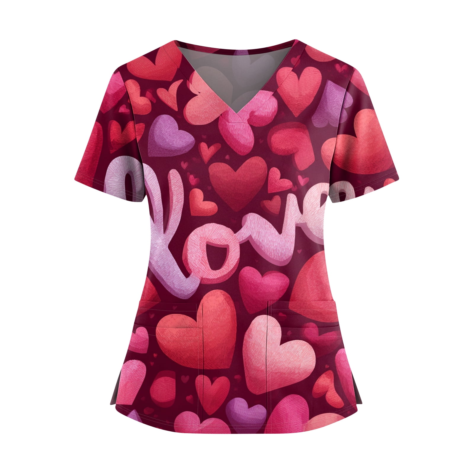 CCRFTGI Valentine Scrub Tops Women Funny Love Heart Print Nurse Working ...