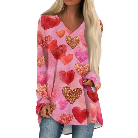 CCRFTGI Valentine's Day Long Sleeve Tops for Women Trendy Lucky Love ...