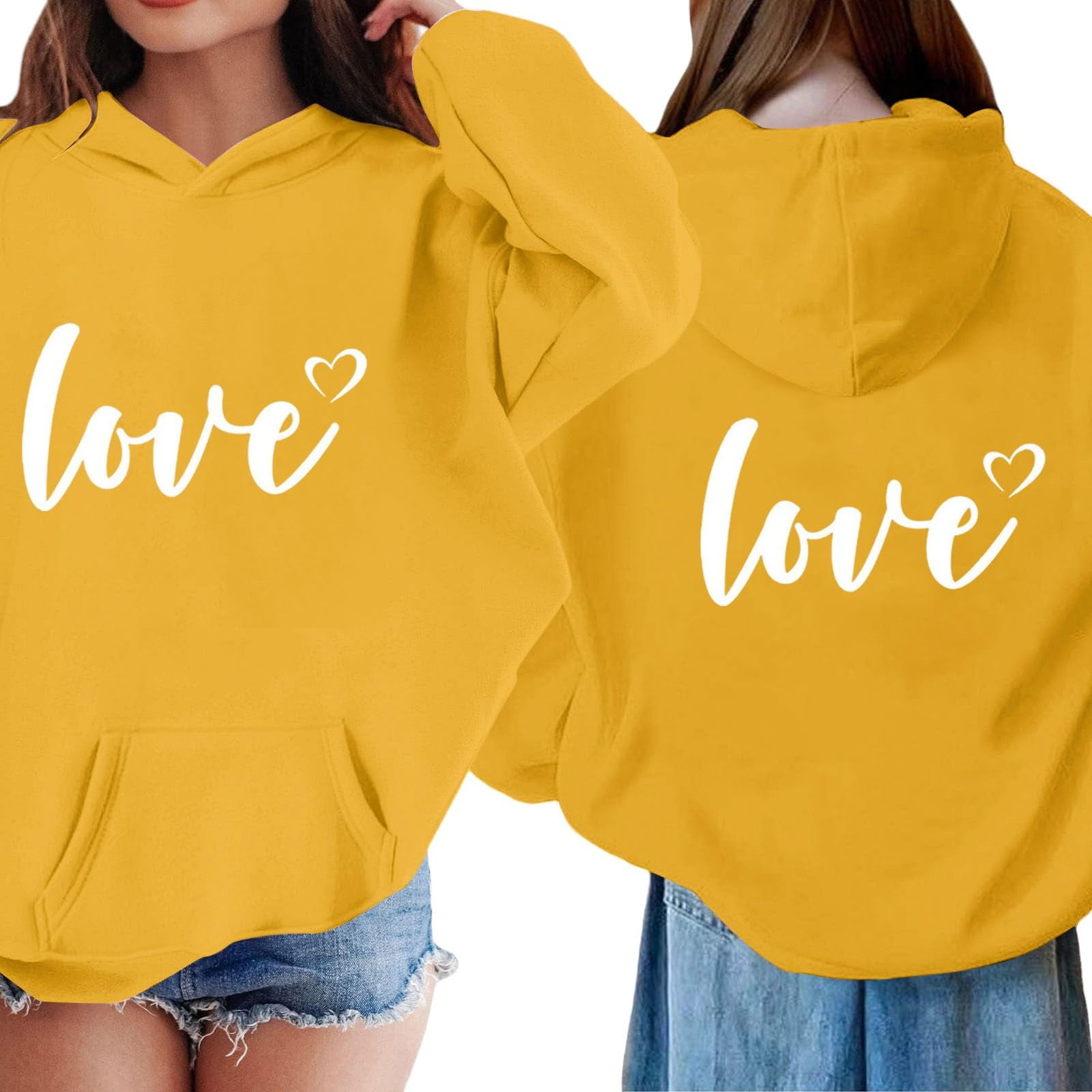 CCRFTGI Valentines Girls Hoodies Causal Love Letter Print Hoodie ...
