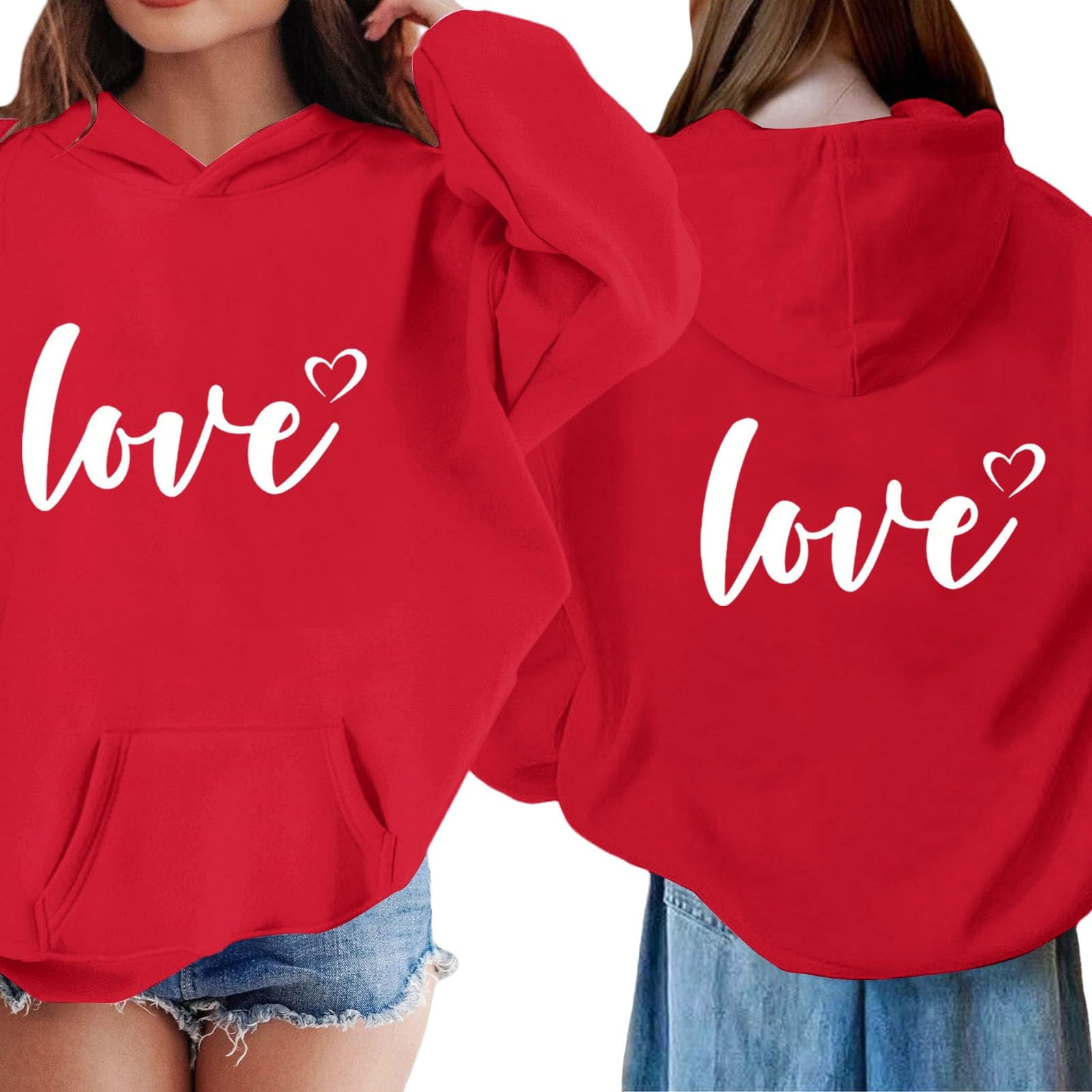 CCRFTGI Valentines Girls Hoodies Size 10-12 Fashion Love Letter Print ...