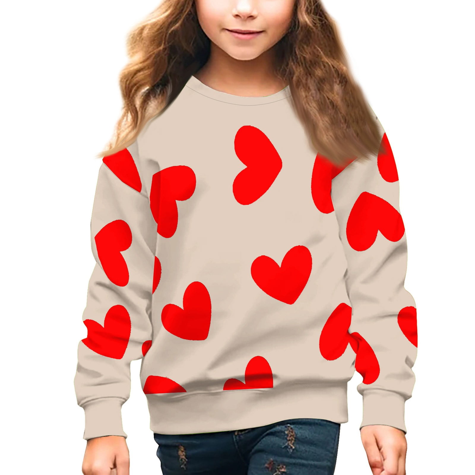 CCRFTGI Valentines Graphic Sweater Toddler Girl Size 6-7 Valentines ...