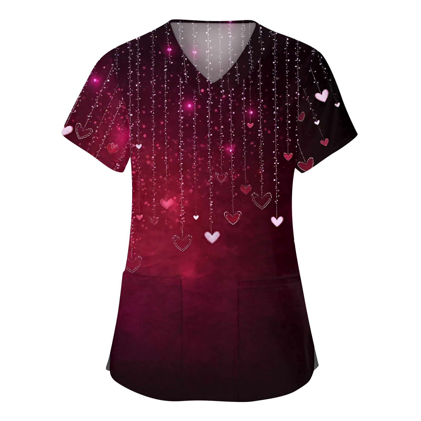 CCRFTGI Valentines Scrubs for Women Plus Size Love Heart Print Nurse ...