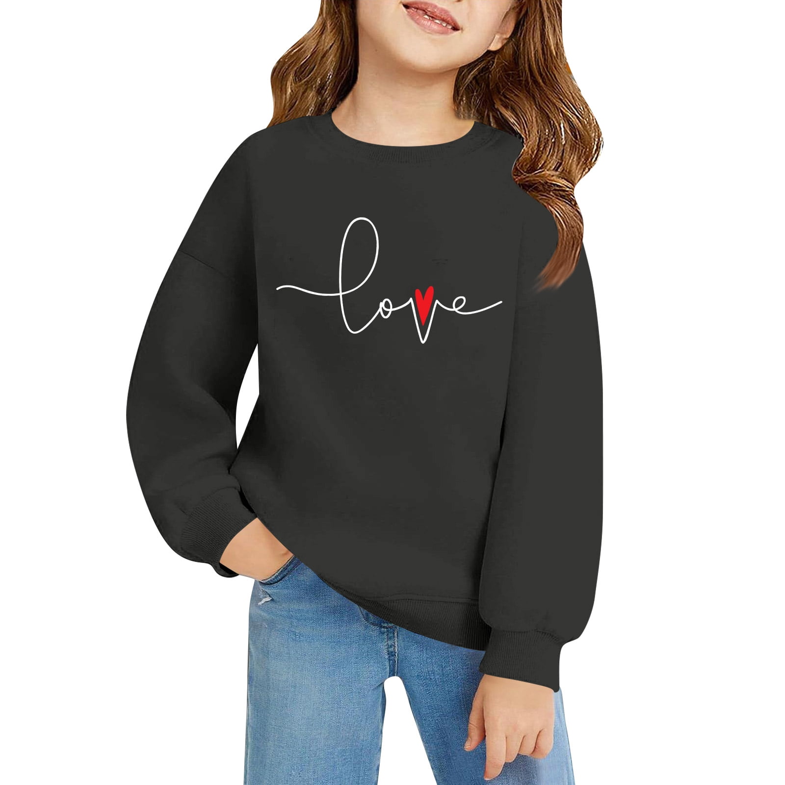 CCRFTGI Valentines Sweatshirt for Girls Size 8 Preppy Love Letter Print ...
