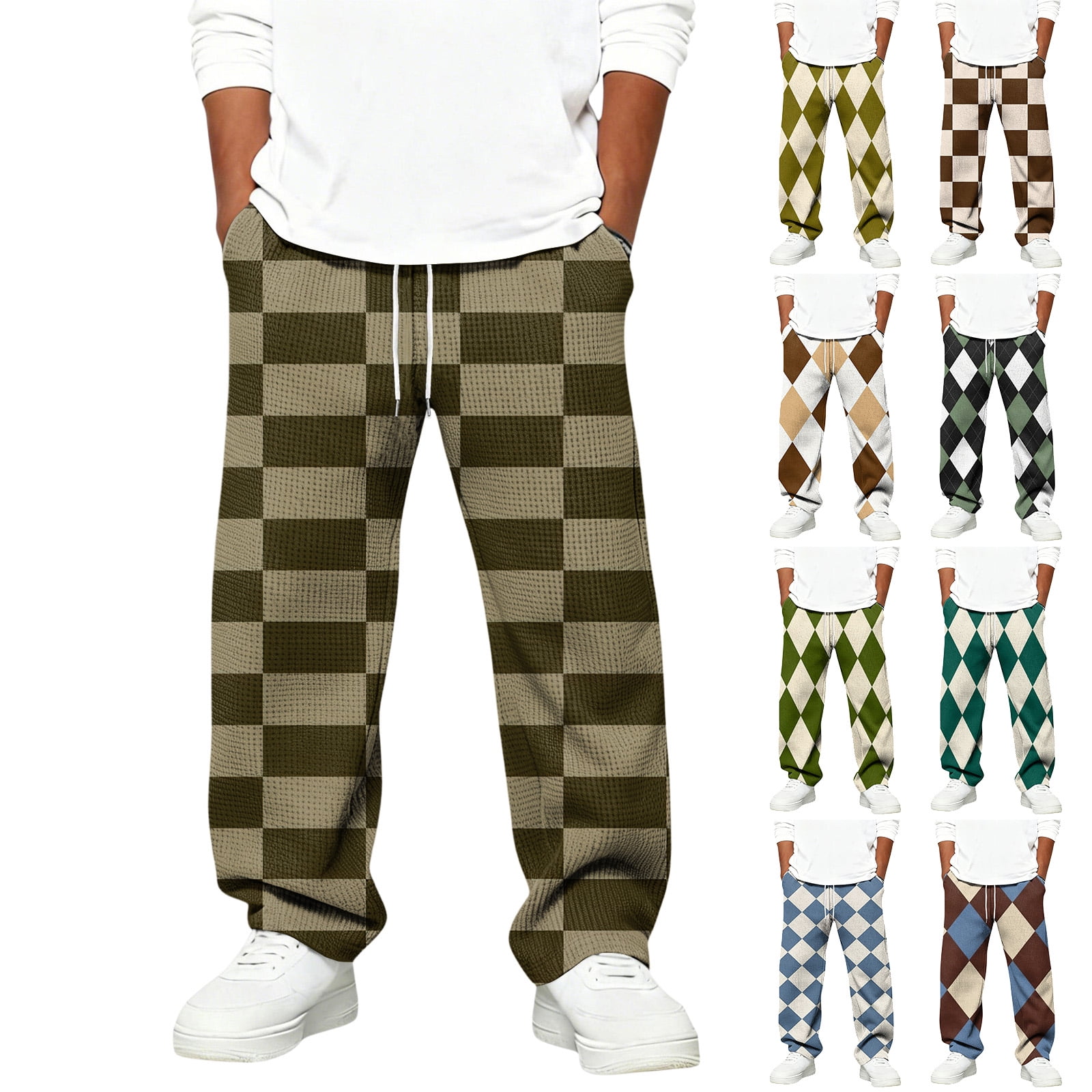 CCRFTGI Waffle Sweatpants for Boys Girls Size 8 Athletic Plaid Color ...