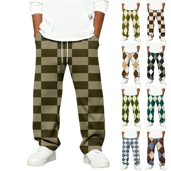 CCRFTGI Waffle Sweatpants for Girls Boys Size 10-12 Baggy Plaid Color ...