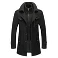 Ccrftgi Winter Coats For Men Thermal Wool Blend Zipper Peacoat Soft Single Breasted Black