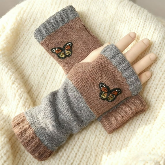 CCRFTGI Winter Gloves Women Cute Fingerless Gloves Butterfly Cozy ...