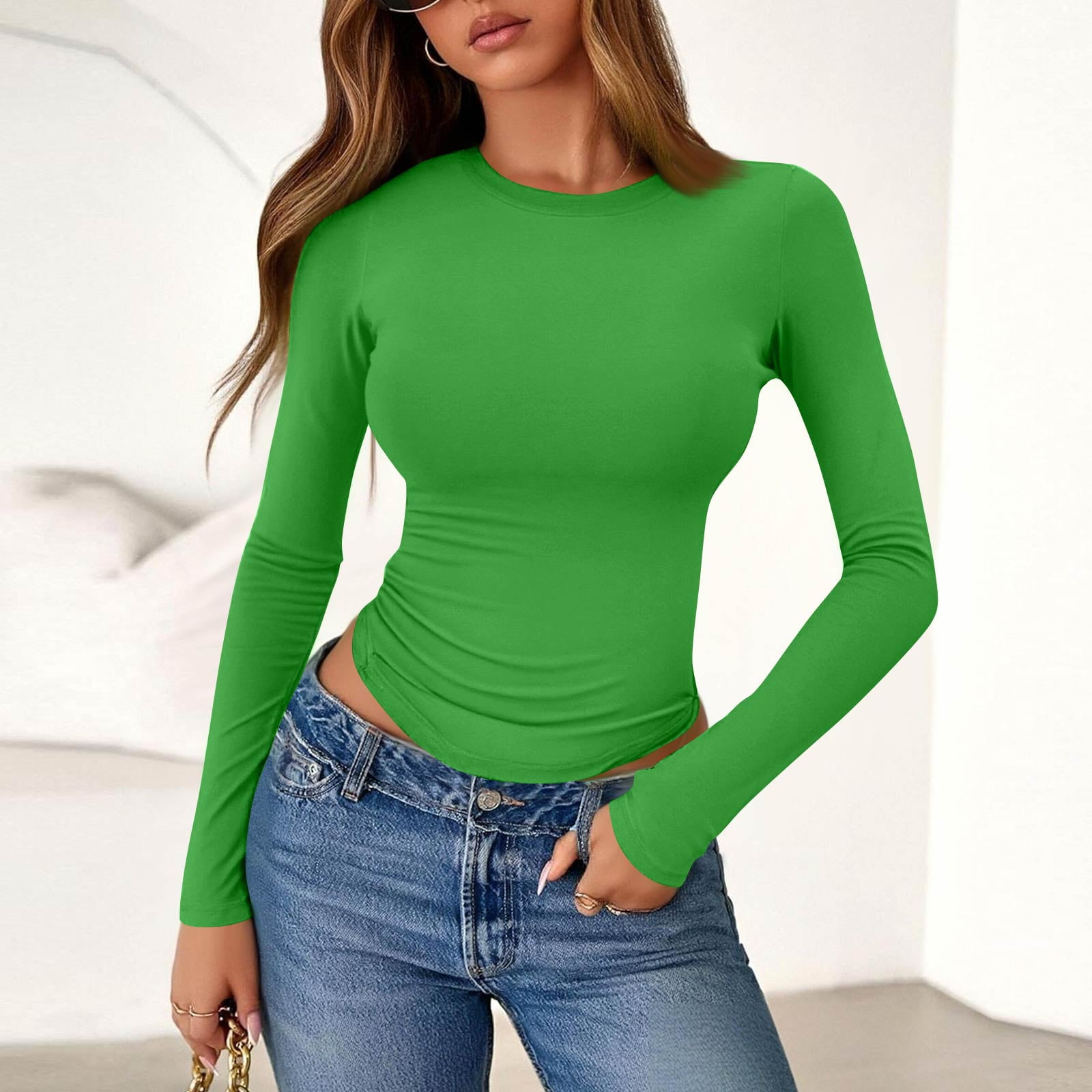 CCRFTGI Women's Tops, Tees & Blouses Trendy Cute Crop Tee Crew Neck ...